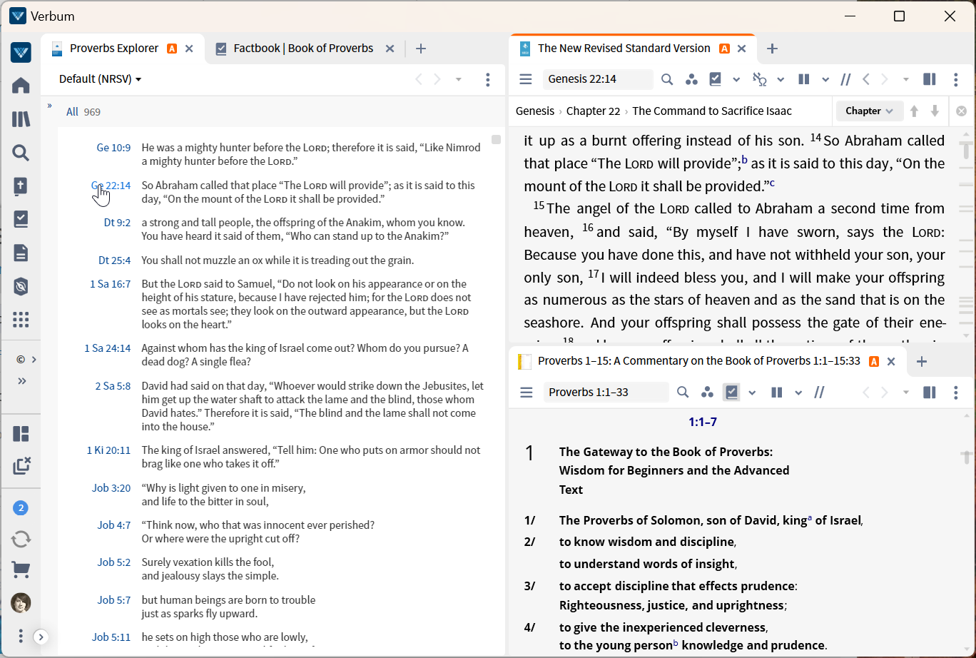 Verbum 26.1 Proverb Explorer Layout link set commentary - Logos Community
